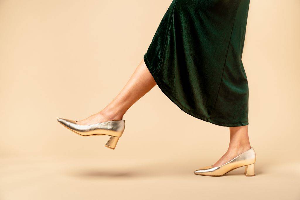 Elevate Your Style: Gold 2 Inch Heel Shoes by Ally Shoes