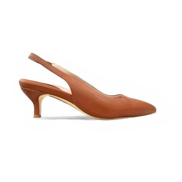 Courageous Caramel Leather Kitten Heel | ALLY Shoes