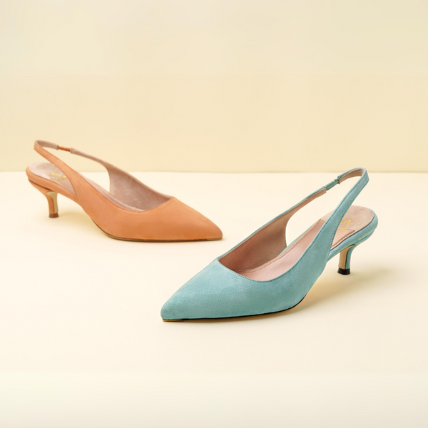 Blue Breeze Suede Slingback Kitten Heel | ALLY Shoes