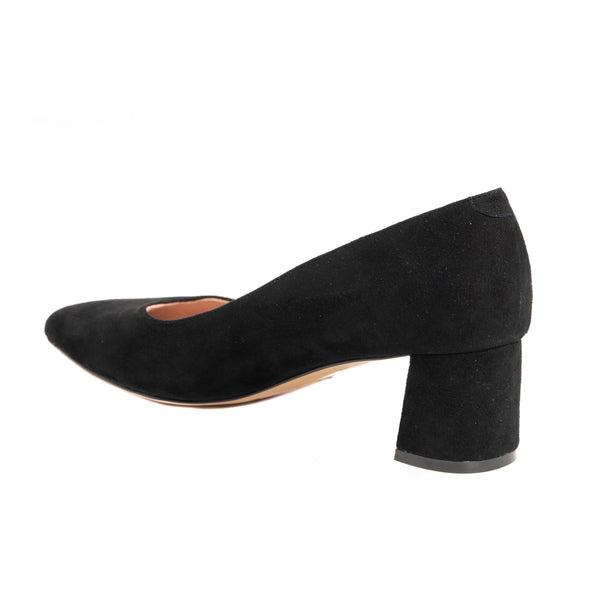 Black Suede Lower Block Heel 2-inch